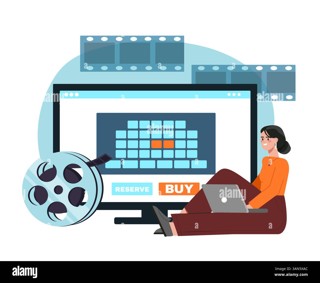 Online movie ticket booking concept. Vector illustration Stock Vector ...