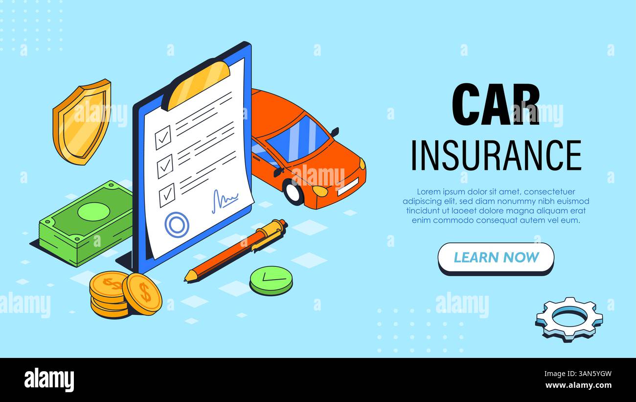 Car insurance policy concept vector. Vector illustration Stock Vector ...