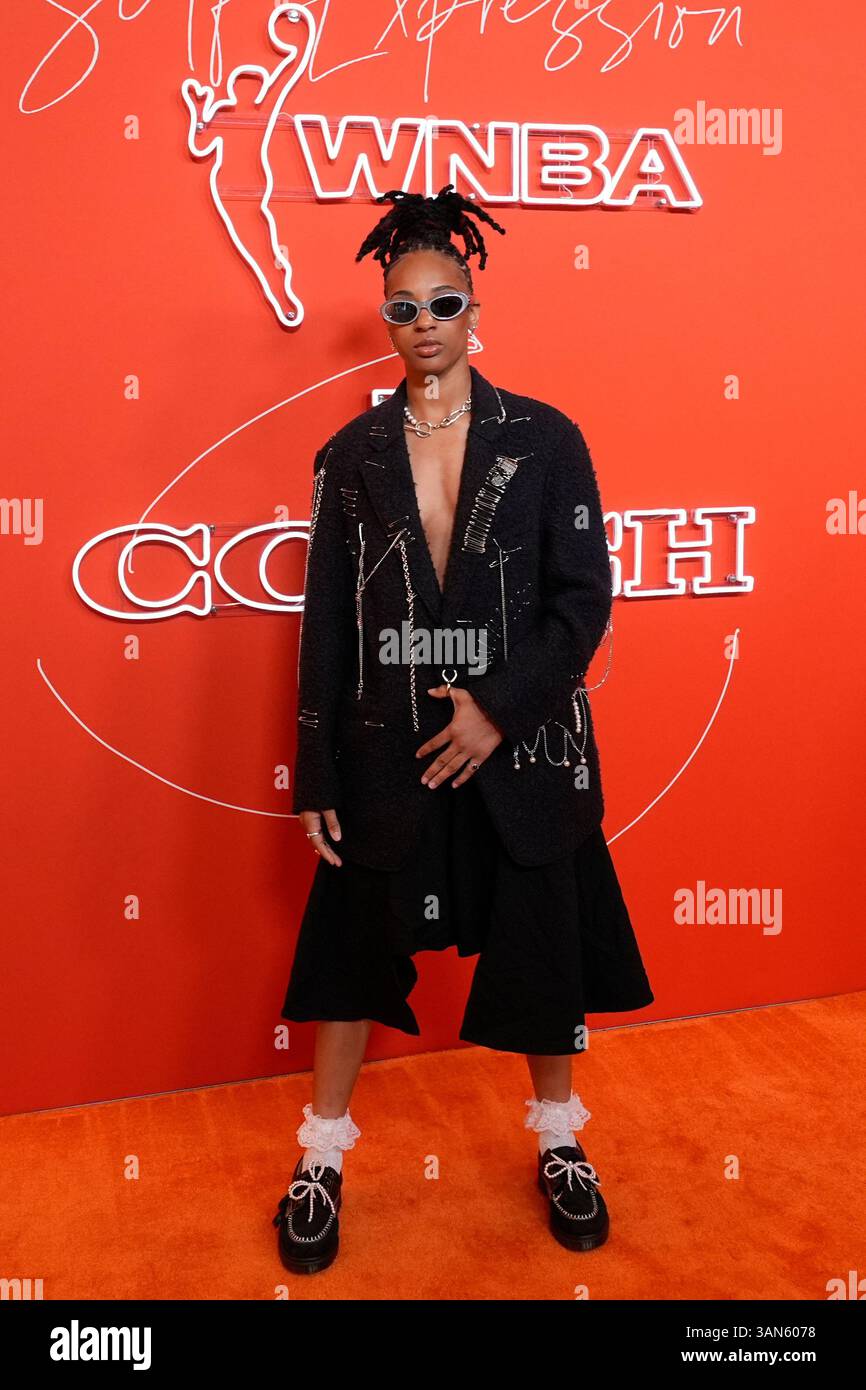 NC State's Aziaha James poses before the WNBA basketball draft, Monday ...