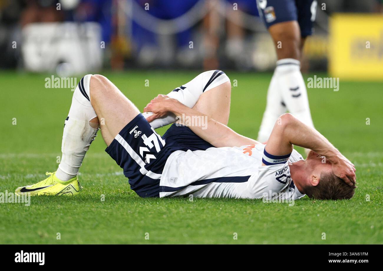 Coventry City's Ben Sheaf appears in pain following a challenge during ...