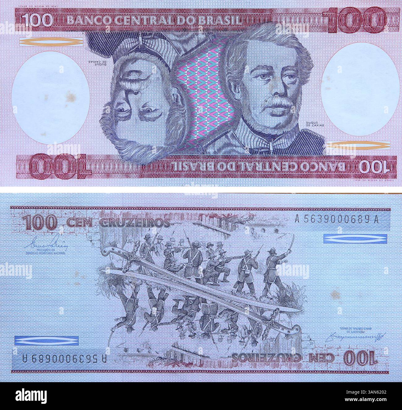 brazilian antiques bill with duke of caxias portrait, military. used in ...