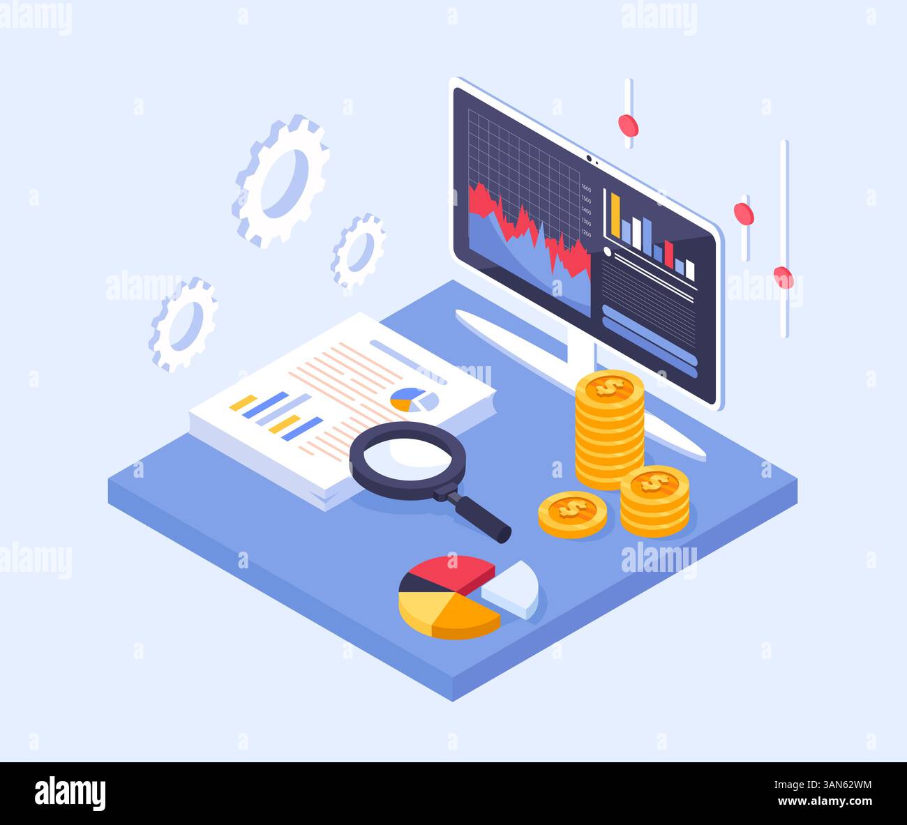 Financial analytics dashboard concept. Vector illustration Stock Vector ...