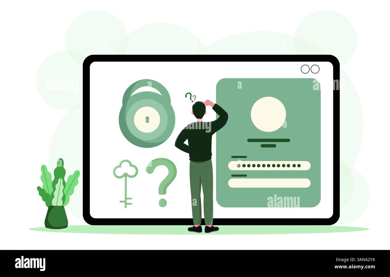 Password confusion concept on screen. Vector illustration Stock Vector ...