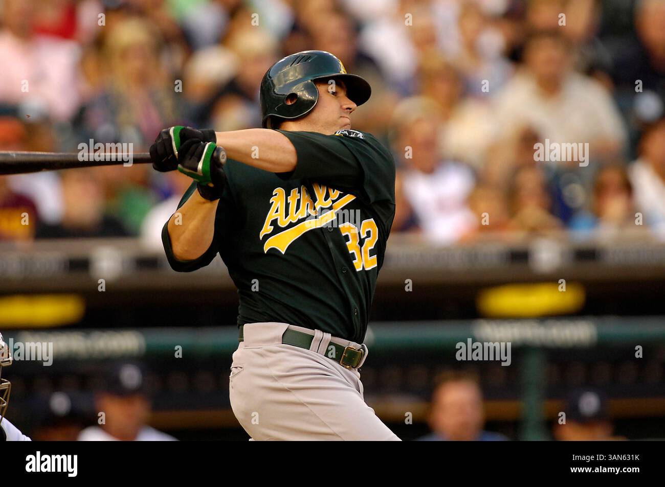 August 10, 2007: A's DH #32 Jack Cust hits a single during the ...