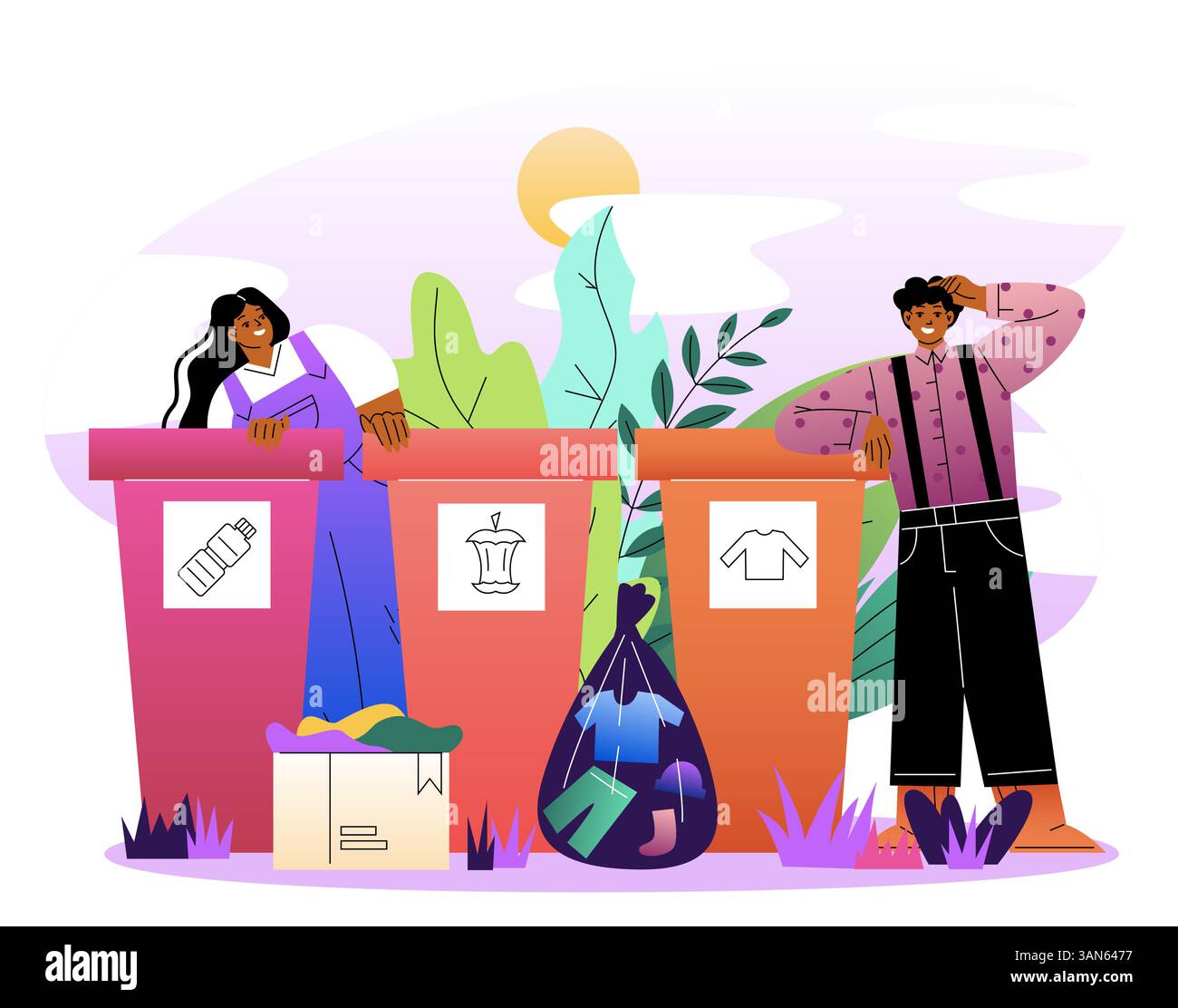 People community recycling bins Stock Vector Images - Alamy