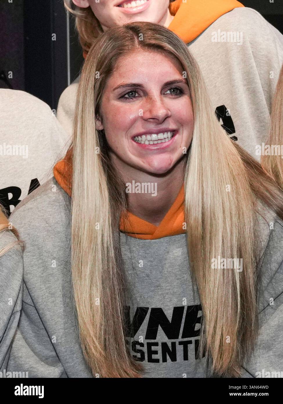 Photo by: Maureen Adarve/STAR MAX/IPx 2025 4/14/25 WNBA draftee Sarah Ashlee Barker visits the ...