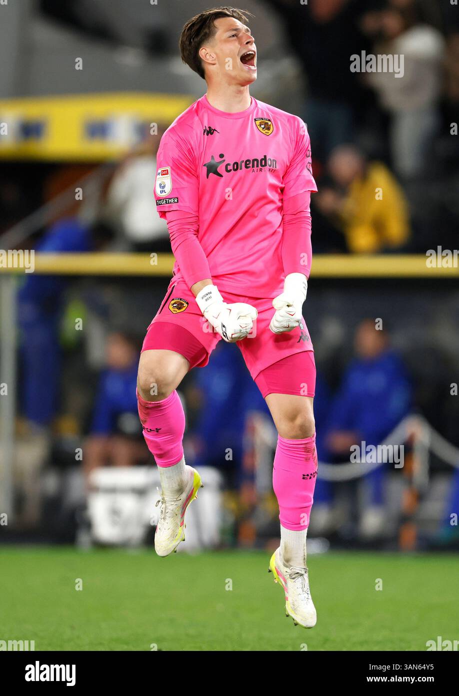 Hull City goalkeeper Ivor Pandur celebrates their side's first goal of ...