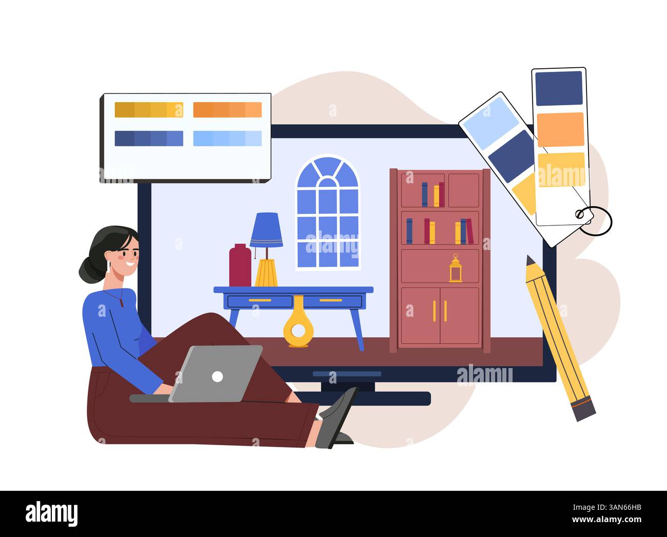 Interior design planning concept screen. Vector illustration Stock ...