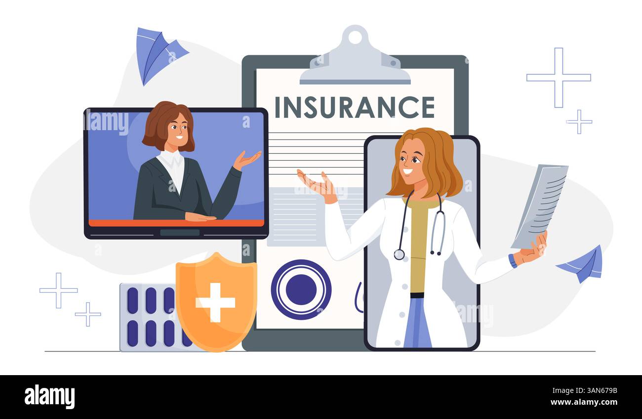 Online health insurance consultation. Vector illustration Stock Vector ...
