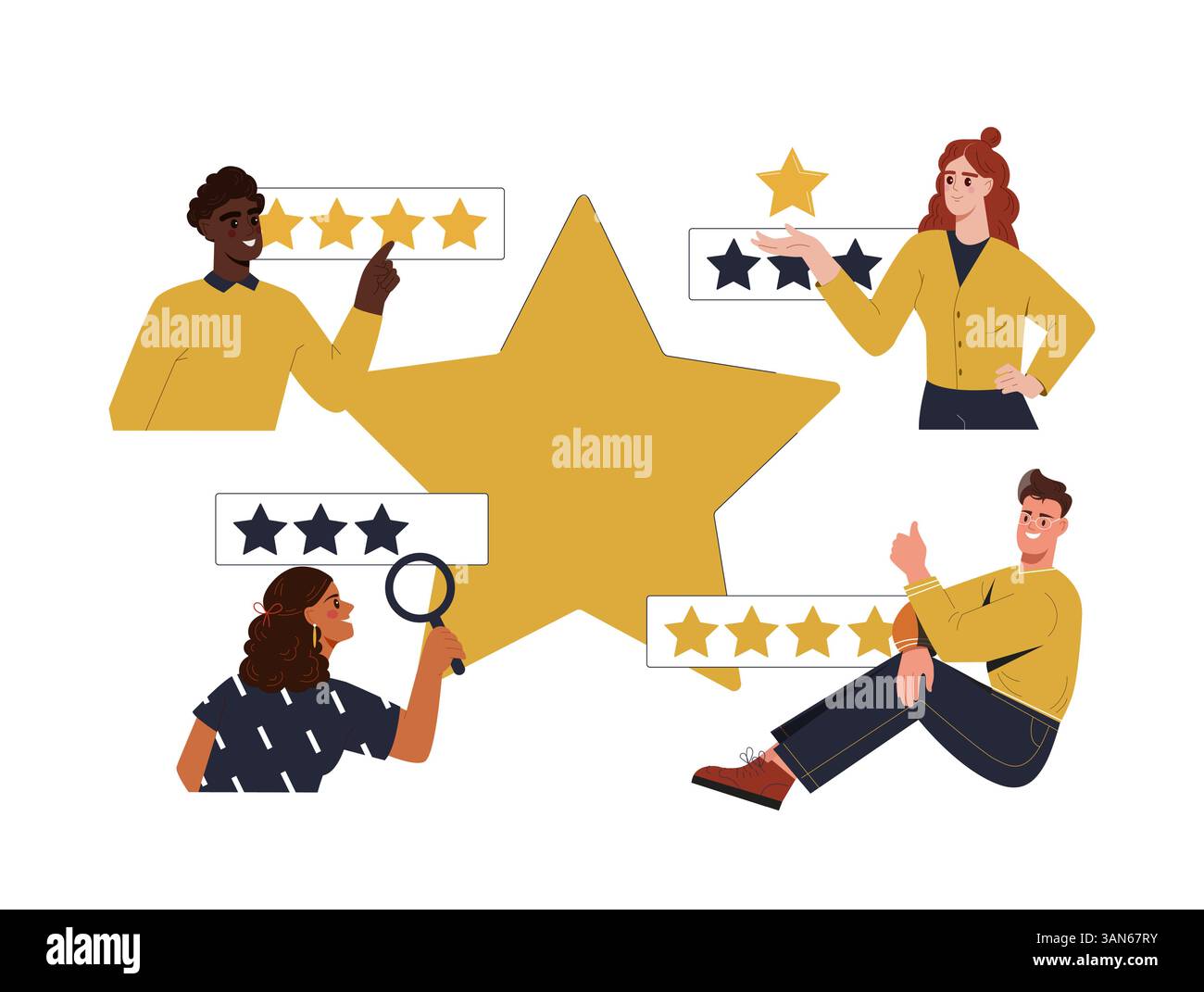Customer rating stars and feedback chart. Vector illustration Stock ...