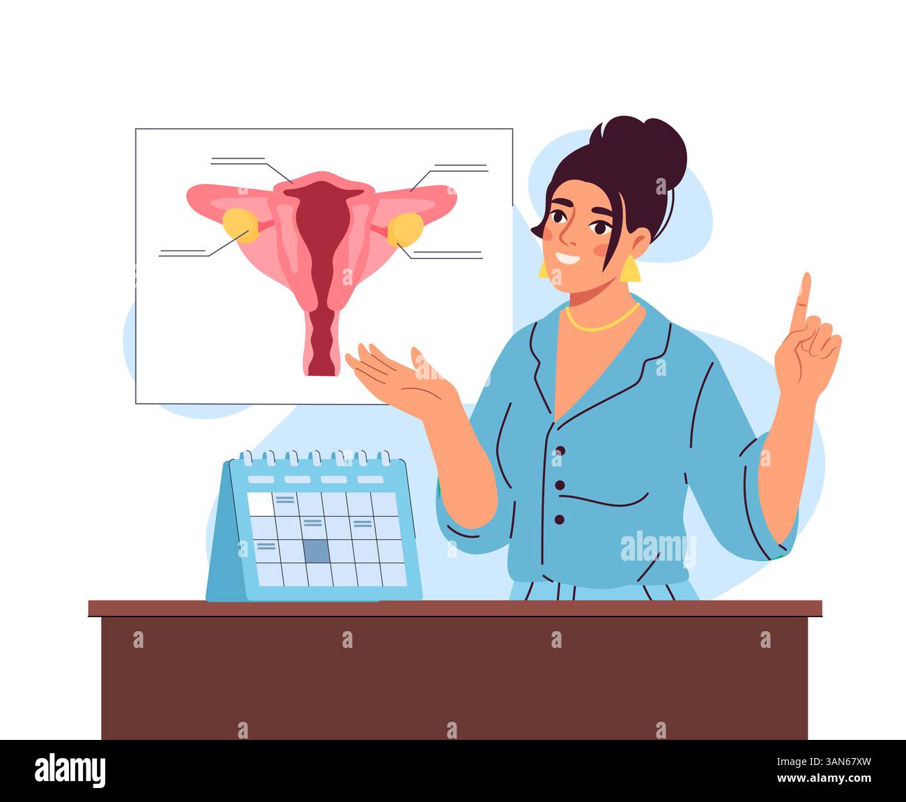 Woman explaining female reproductive system. Vector illustration Stock ...