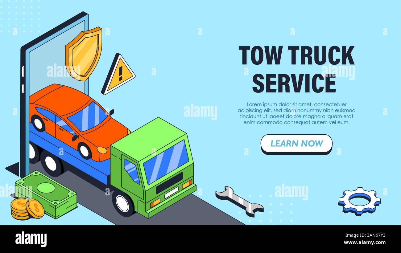 Tow truck service online concept. Vector illustration Stock Vector ...