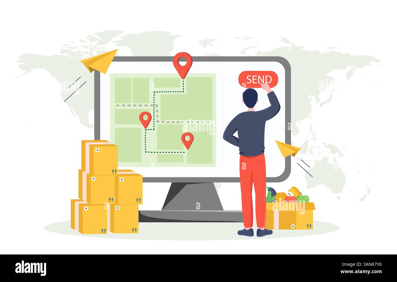 Delivery tracking system concept. Vector illustration Stock Vector ...