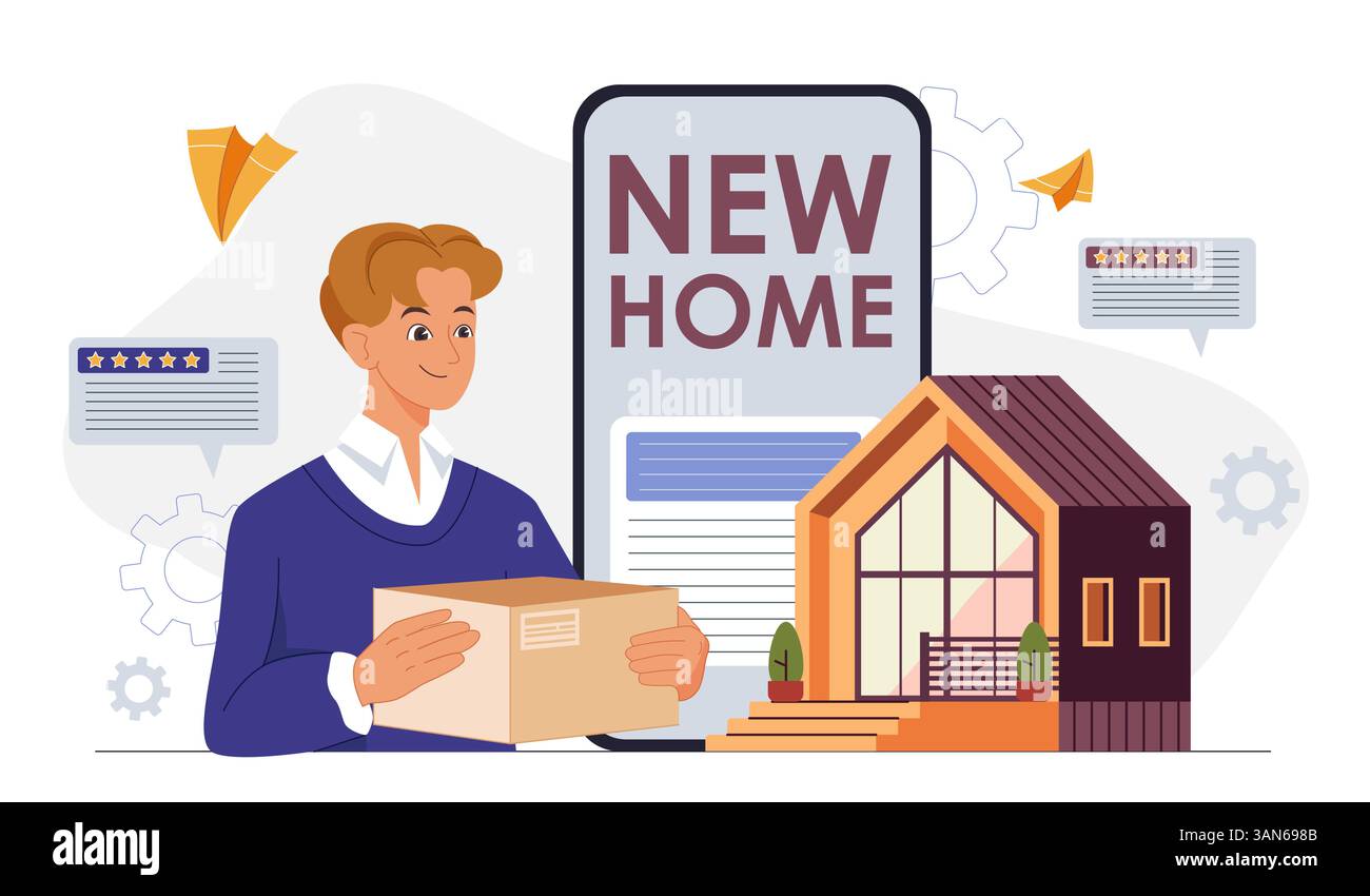 Cartoon illustration man moving home hi-res stock photography and ...