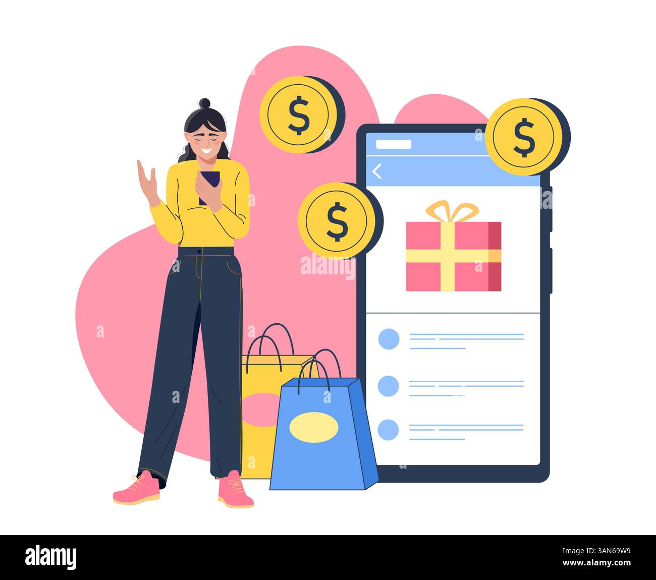 Ecommerce payment phone woman Cut Out Stock Images & Pictures - Alamy