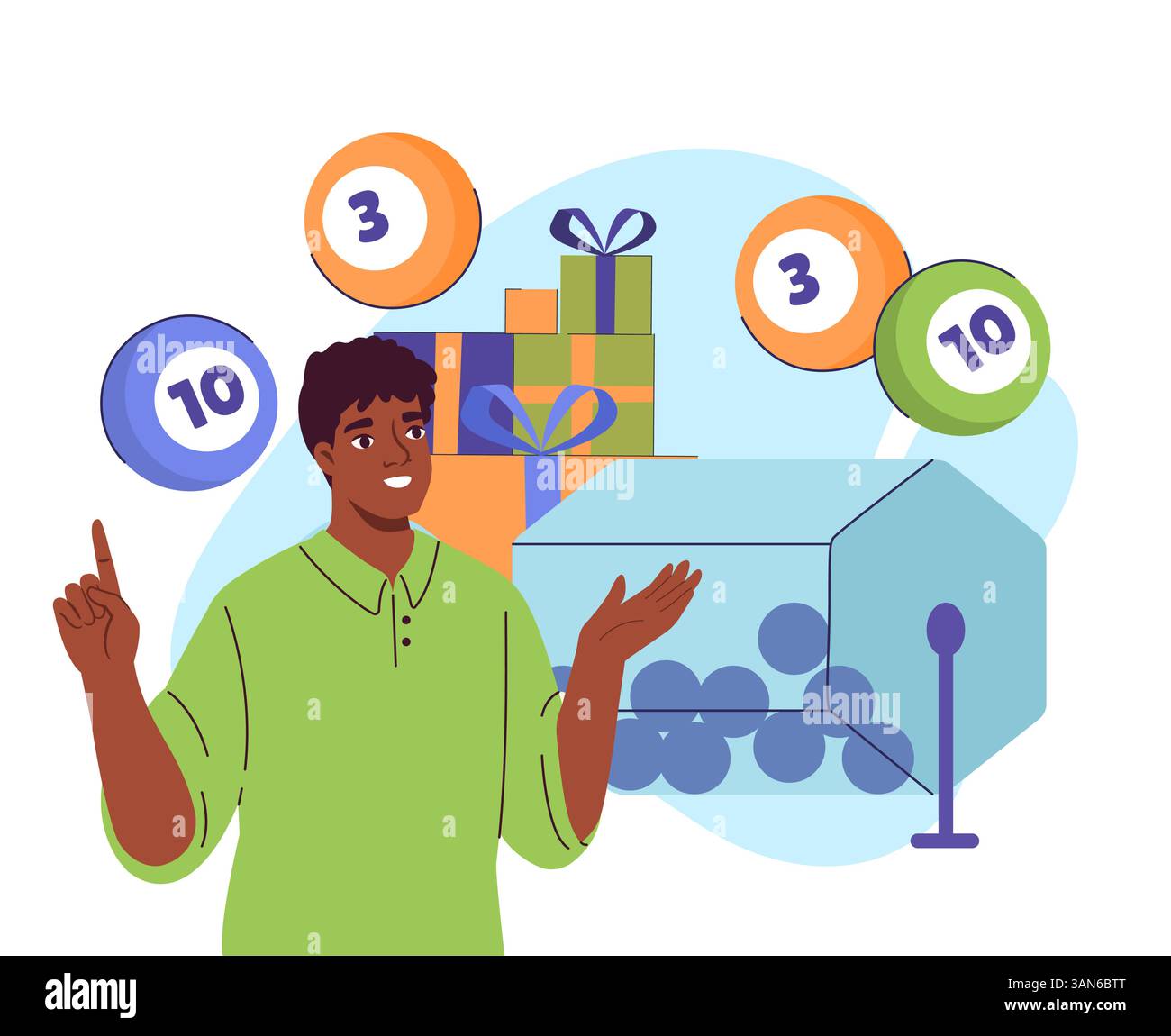 Lottery draw with gift rewards concept. Vector illustration Stock ...