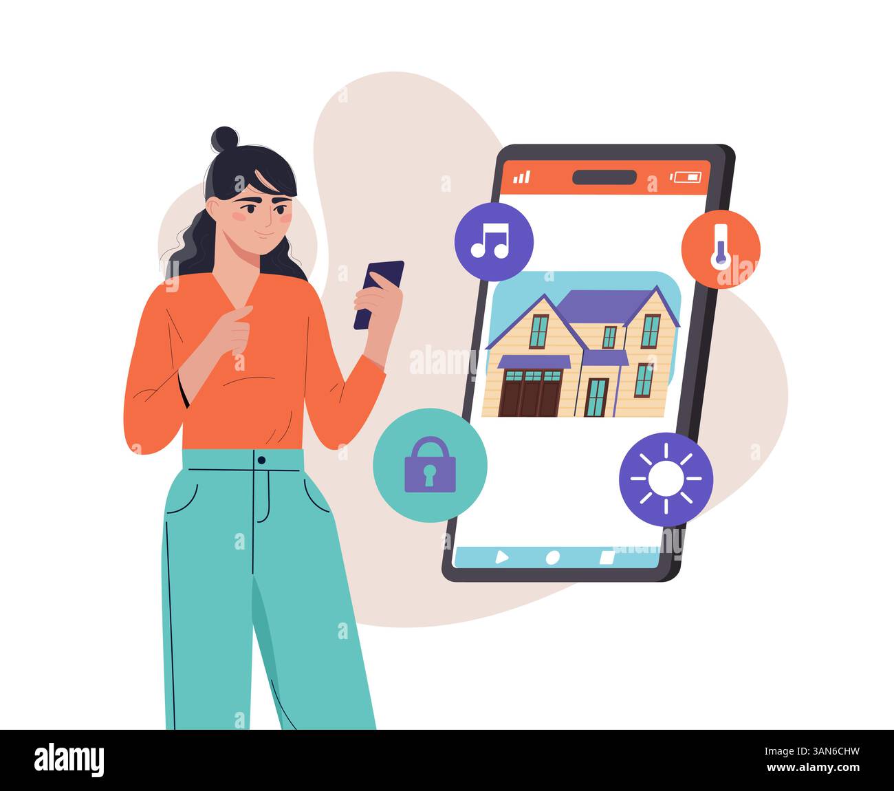 Smart home system woman Cut Out Stock Images & Pictures - Alamy