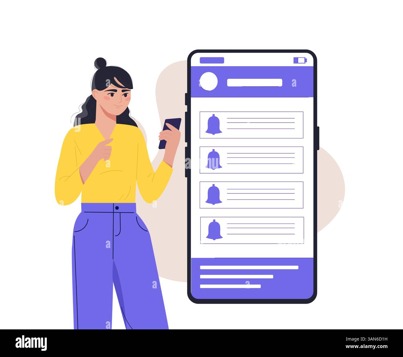 Modern woman checking notifications Stock Vector Images - Alamy