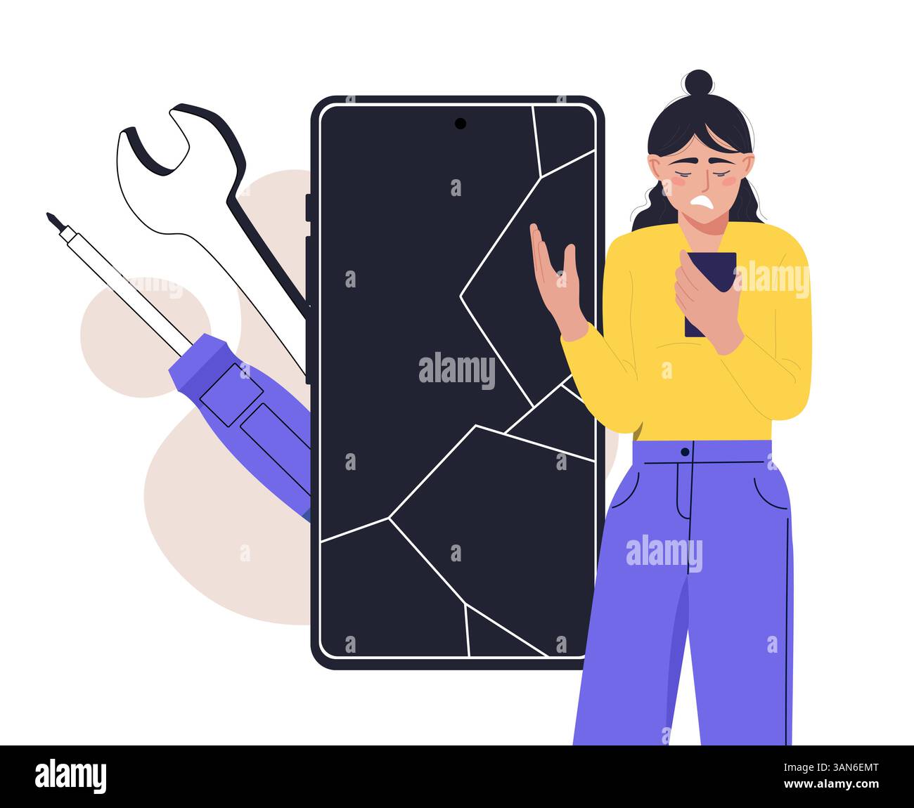 Broken phone repair concept image. Vector illustration Stock Vector ...