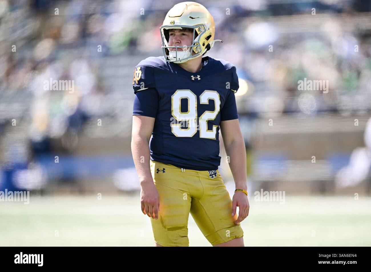 SOUTH BEND, IN - APRIL 12: Notre Dame K Zac Yoakam (92) prior to the ...