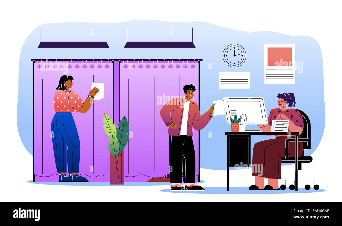 Job interview process in office setup. Vector illustration Stock Vector ...