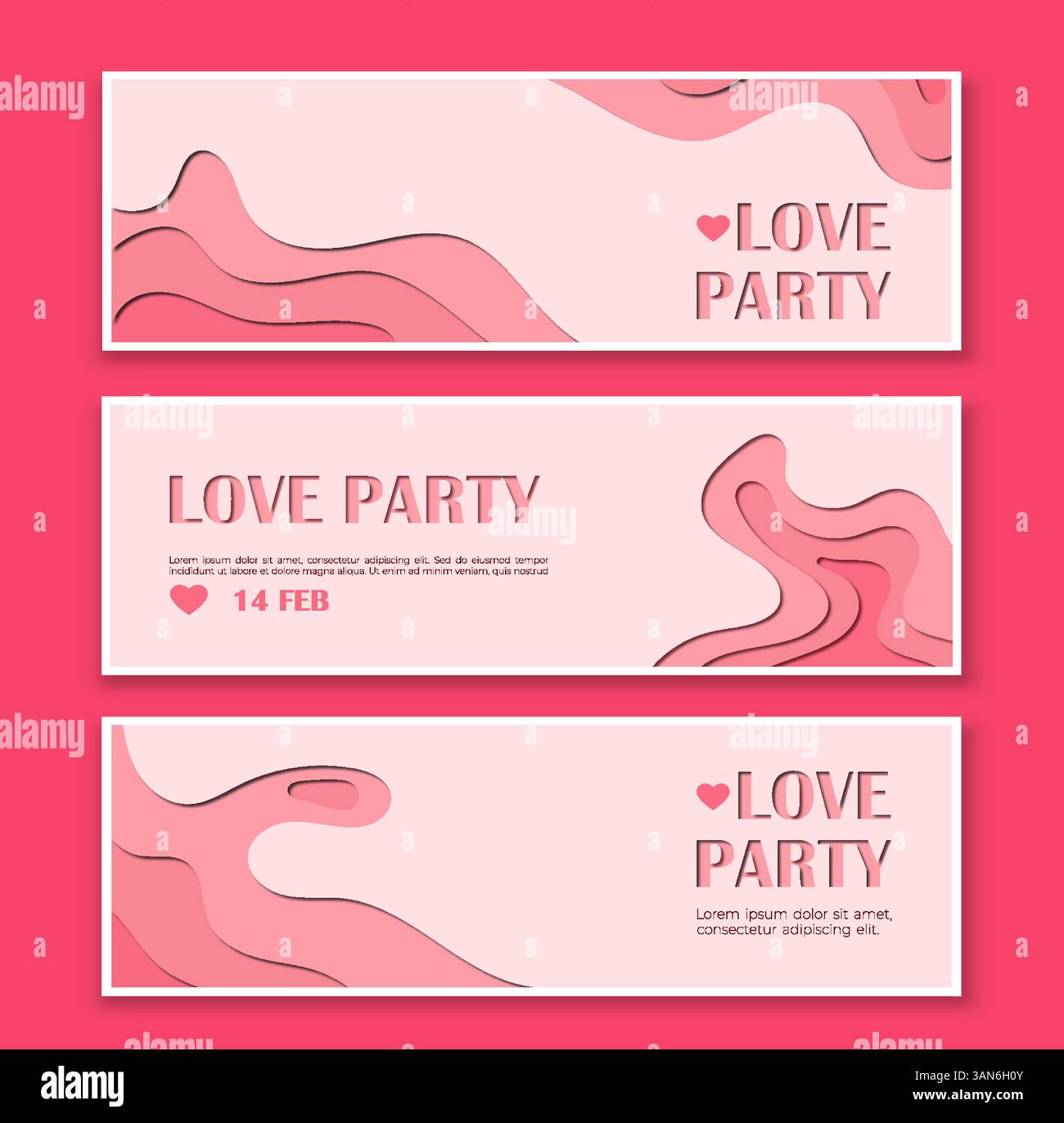 Love party banners with abstract shapes. Vector illustration Stock ...