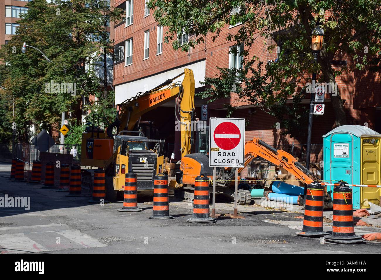 Road Closed sign at construction site downtown Toronto Ontario Canada ...