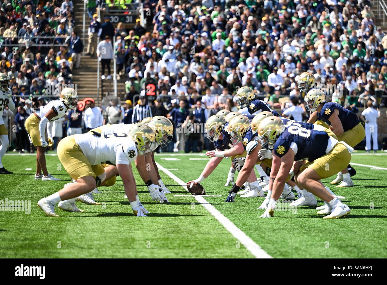 SOUTH BEND, IN - APRIL 12: Notre Dame OL Joe Otting (64) and the ...