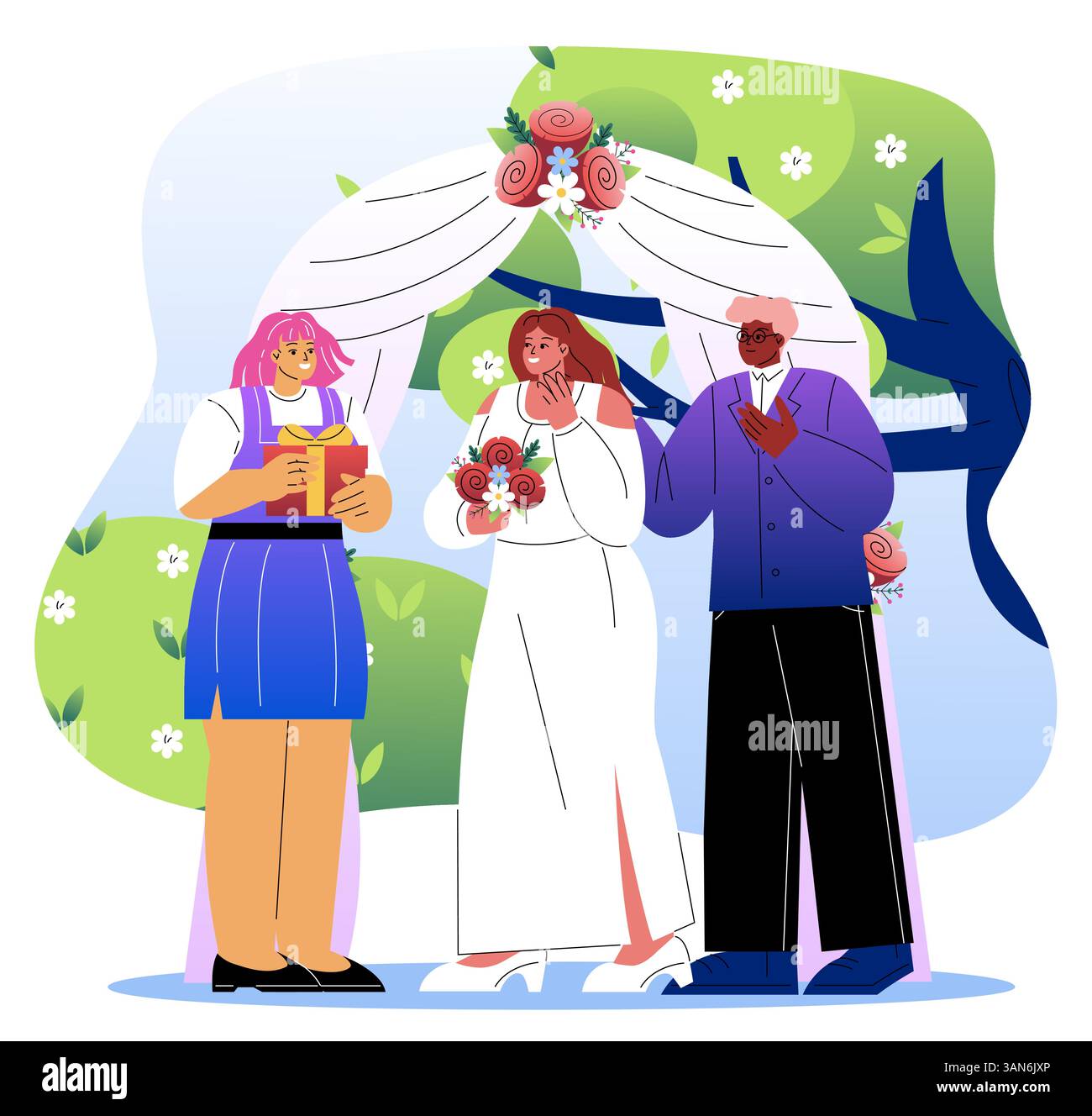 Wedding ceremony friends outdoors Stock Vector Images - Alamy