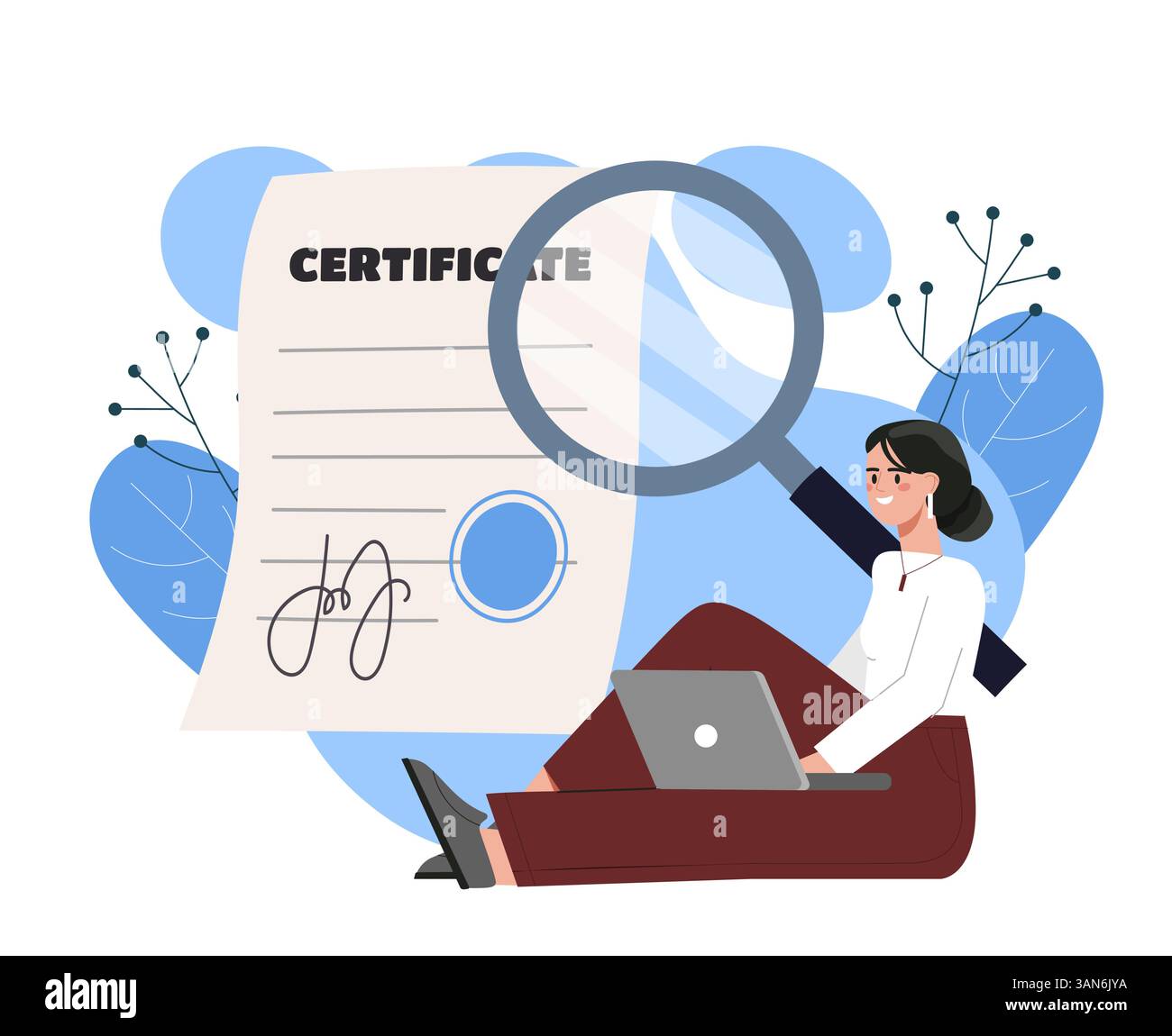 Certificate verification concept scene. Vector illustration Stock Vector Image & Art - Alamy