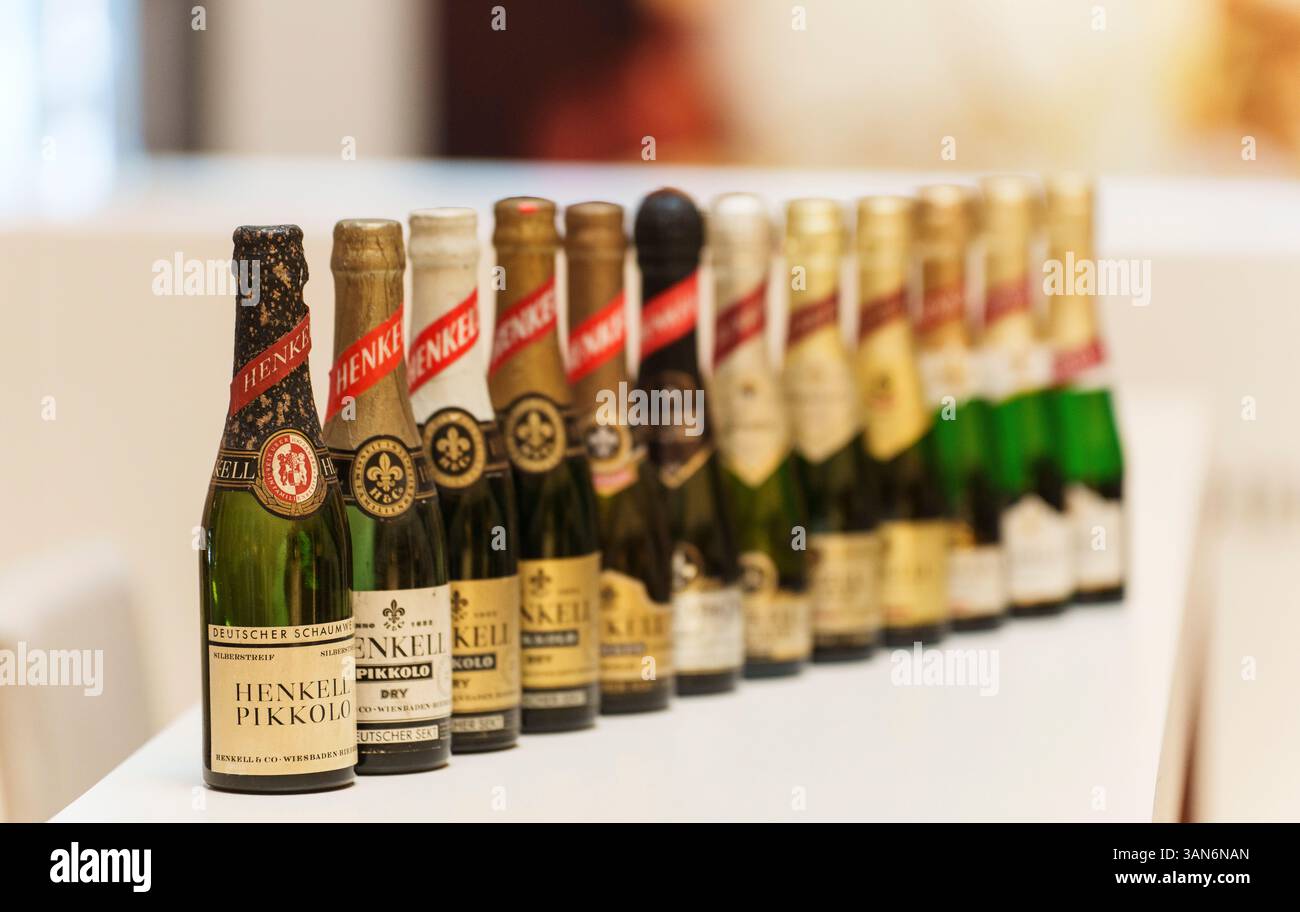 Wiesbaden, Germany. 10th Apr, 2025. A bottle of "Henkell Pikkolo ...