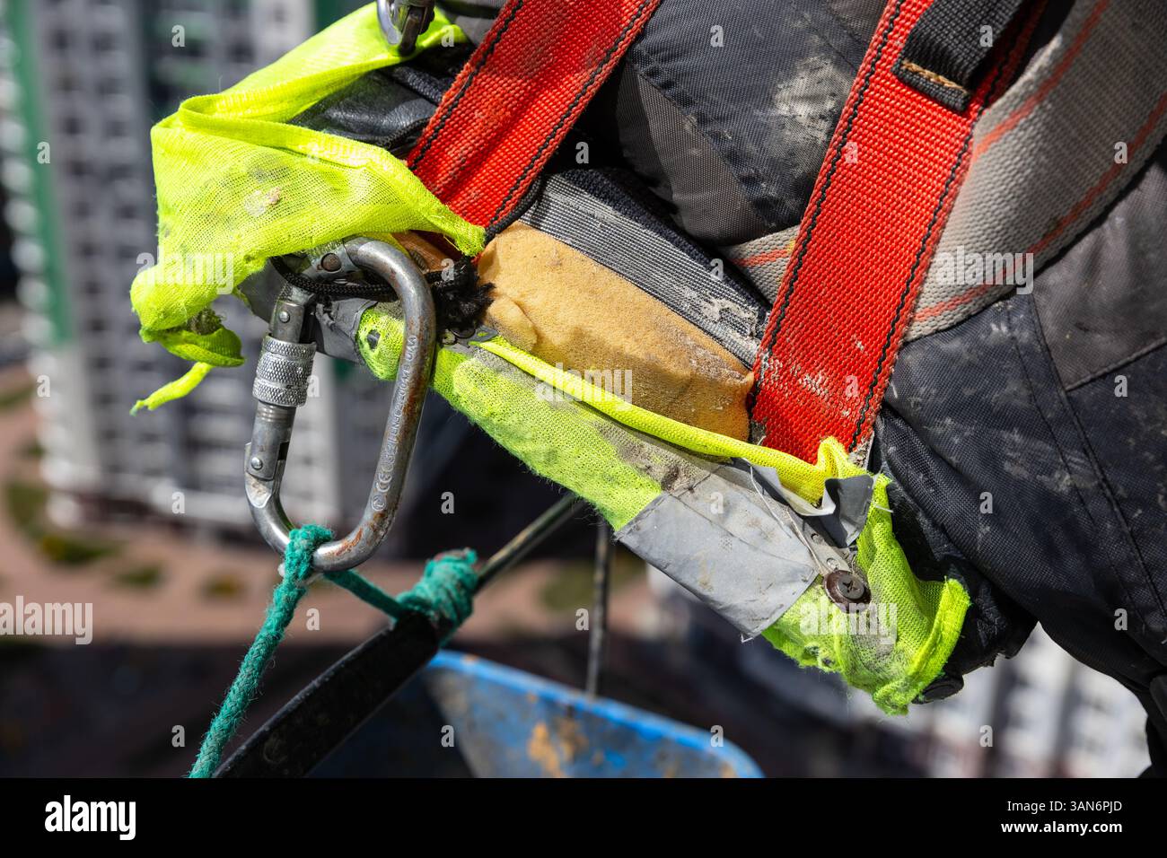Close-Up of Safety Harness and Carabiner: Crucial Equipment for High ...