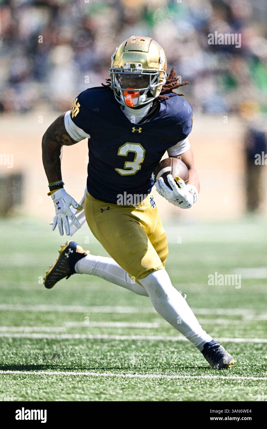 SOUTH BEND, IN - APRIL 12: Notre Dame RB Gi'Bran Payne (3) runs with ...