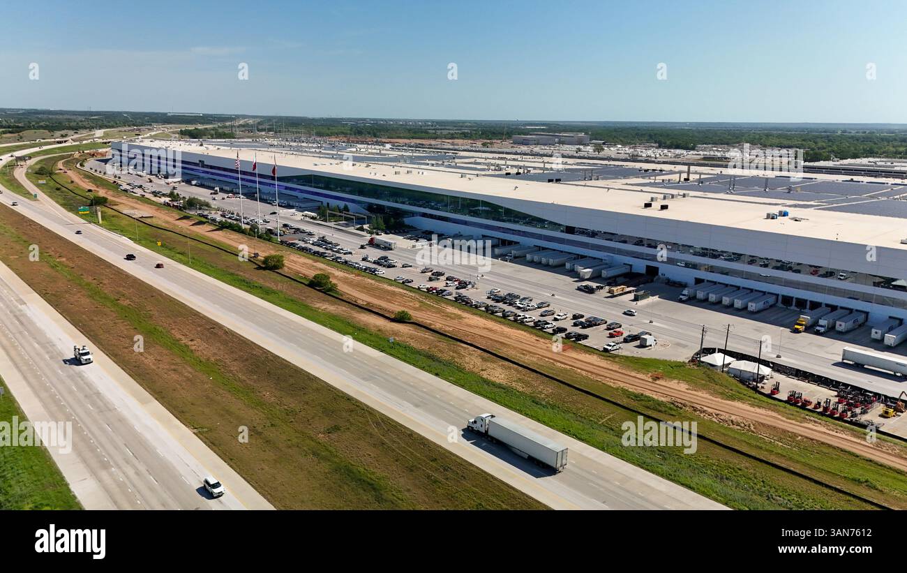 Austin, Texas, USA. 14th Apr, 2025. The Tesla Gigafactory, located just ...