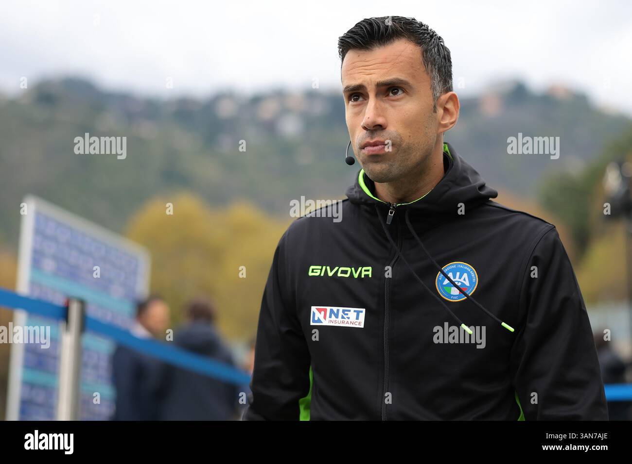 Como, Italy. 13th Apr, 2025. The Fourth official Daniele Rutella exits ...