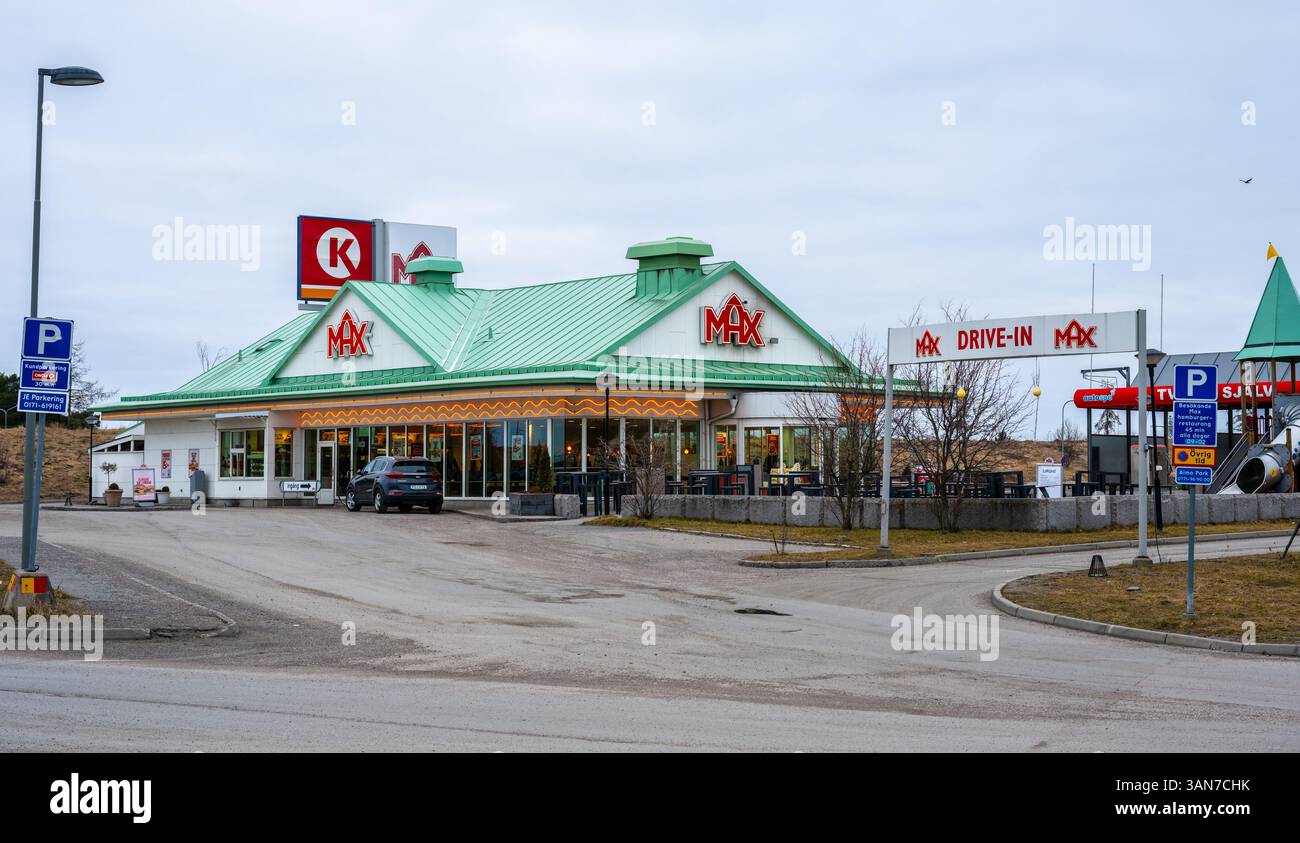 Uppsala, Sweden - March 10 2024: Exterior of a Max Hamburger restaurant ...