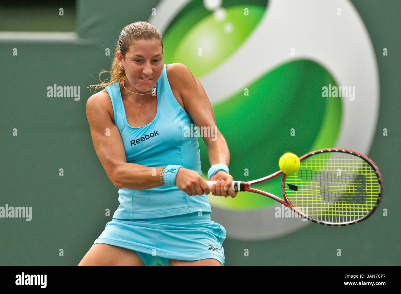 March 28,2010 Kim Clijster (BEL) Shahar Peer (ISR) at the Sony Ericsson ...