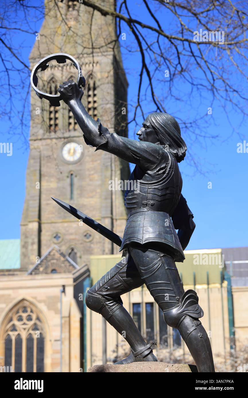 Statue of King Richard III outside Leicester Cathedral, where he is now ...