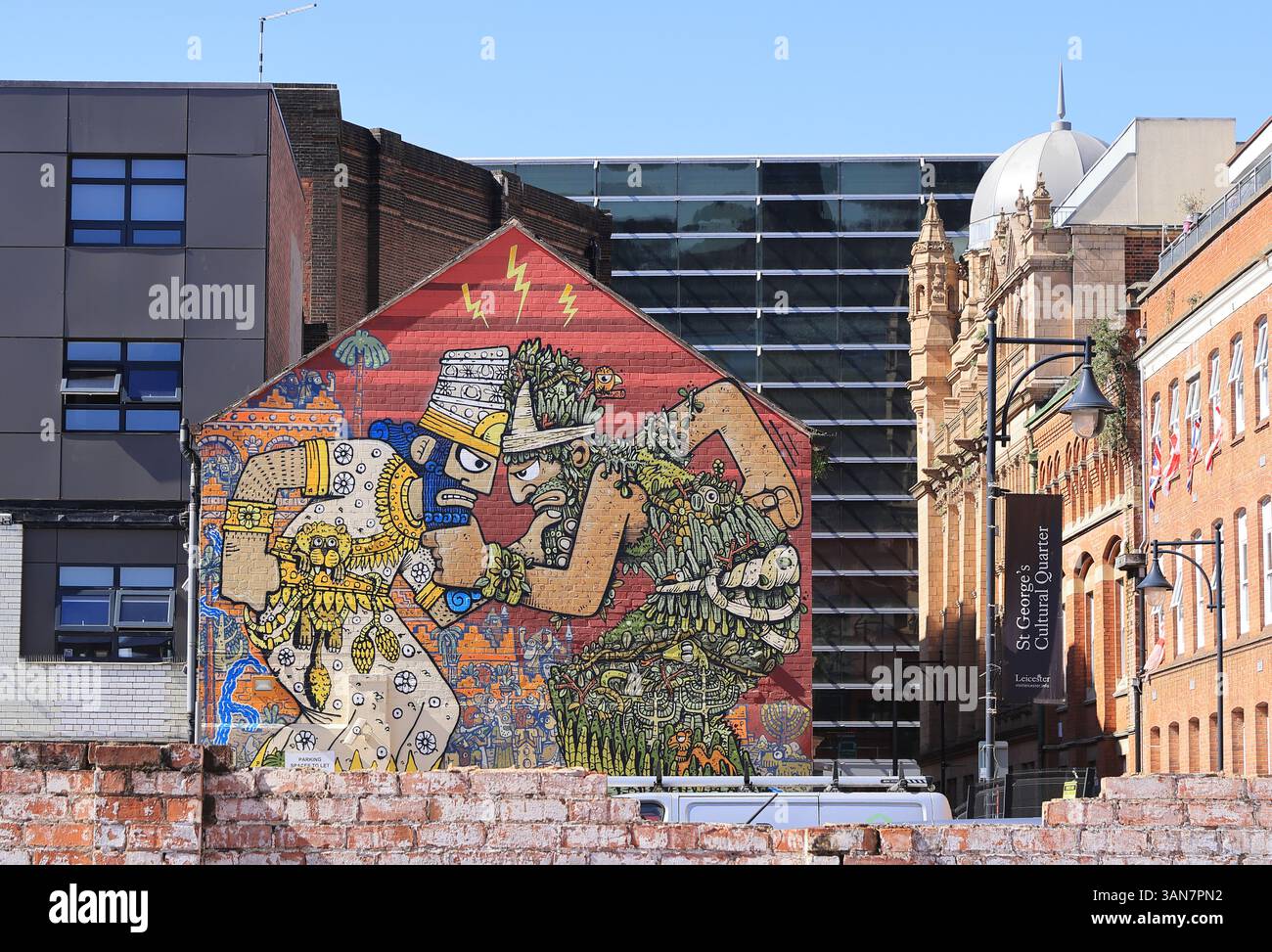 Street art and murals in St George's Cultural Quarter, in Leicester, UK ...