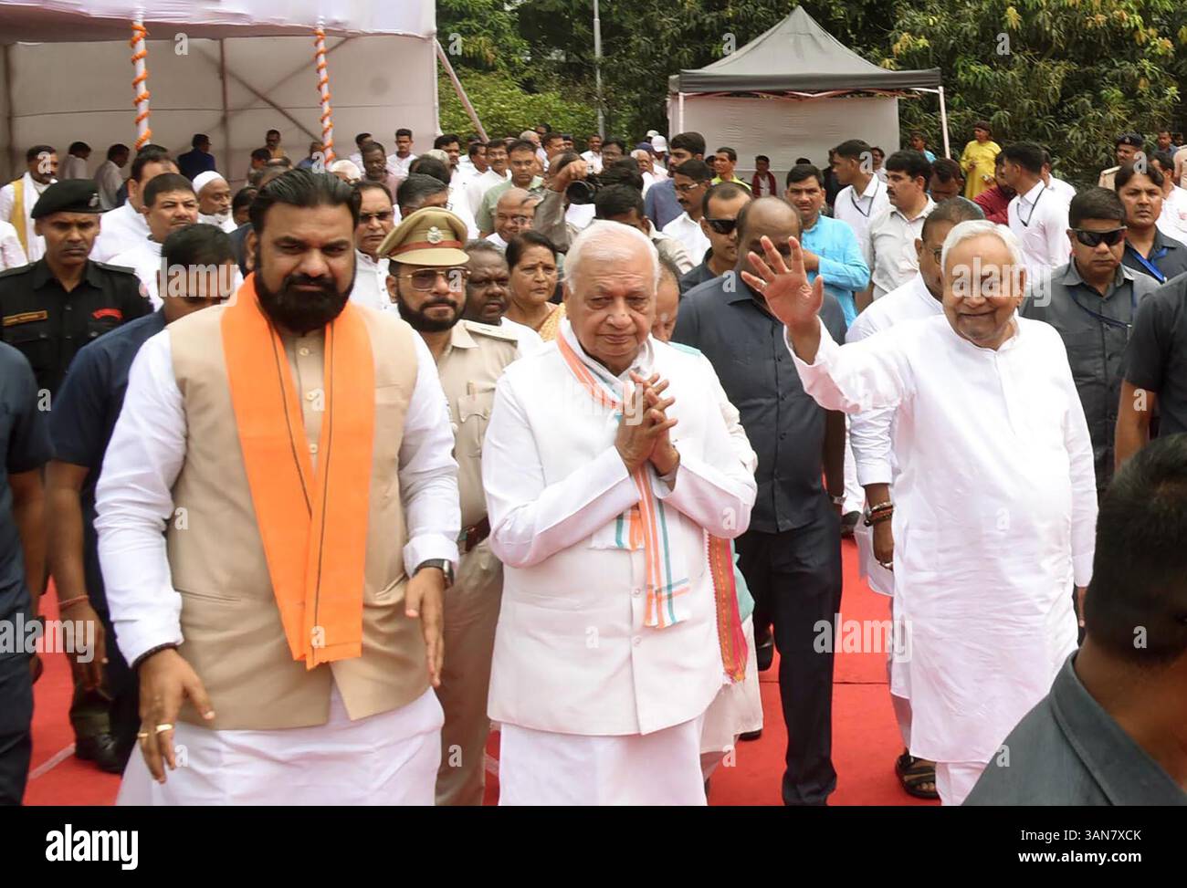 PATNA, INDIA - APRIL 14: Bihar Governor Arif Mohammad Khan, Bihar Chief Minister Nitish Kumar ...
