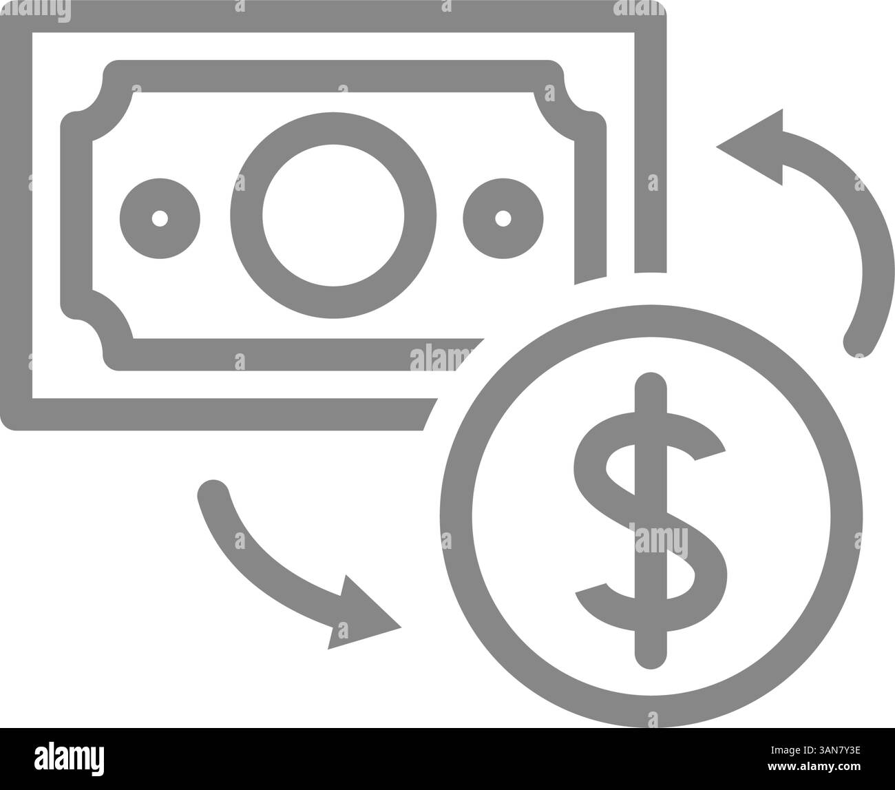 Money and coin line icon. Cashflow or money transfer symbol. Vector ...