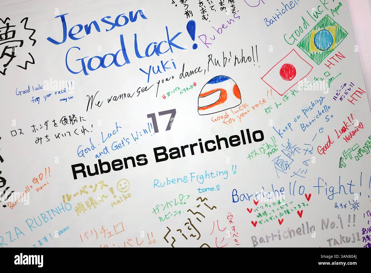 Good luck messages for Jenson Button (GBR) Honda and Rubens Barrichello ...