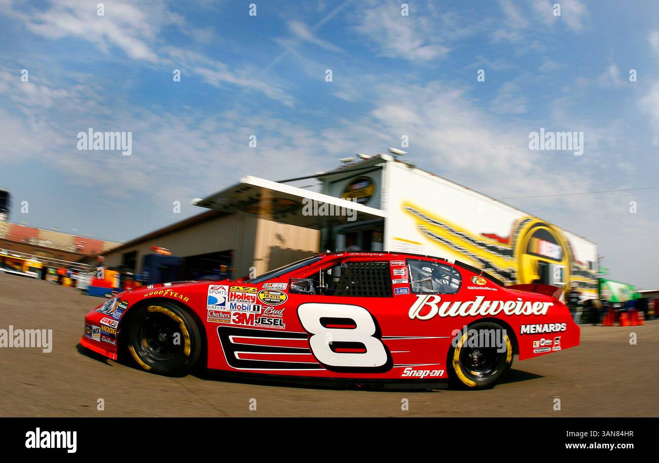 Dale Earnhardt Jr. heads out of the garage to practice for the Citizens ...