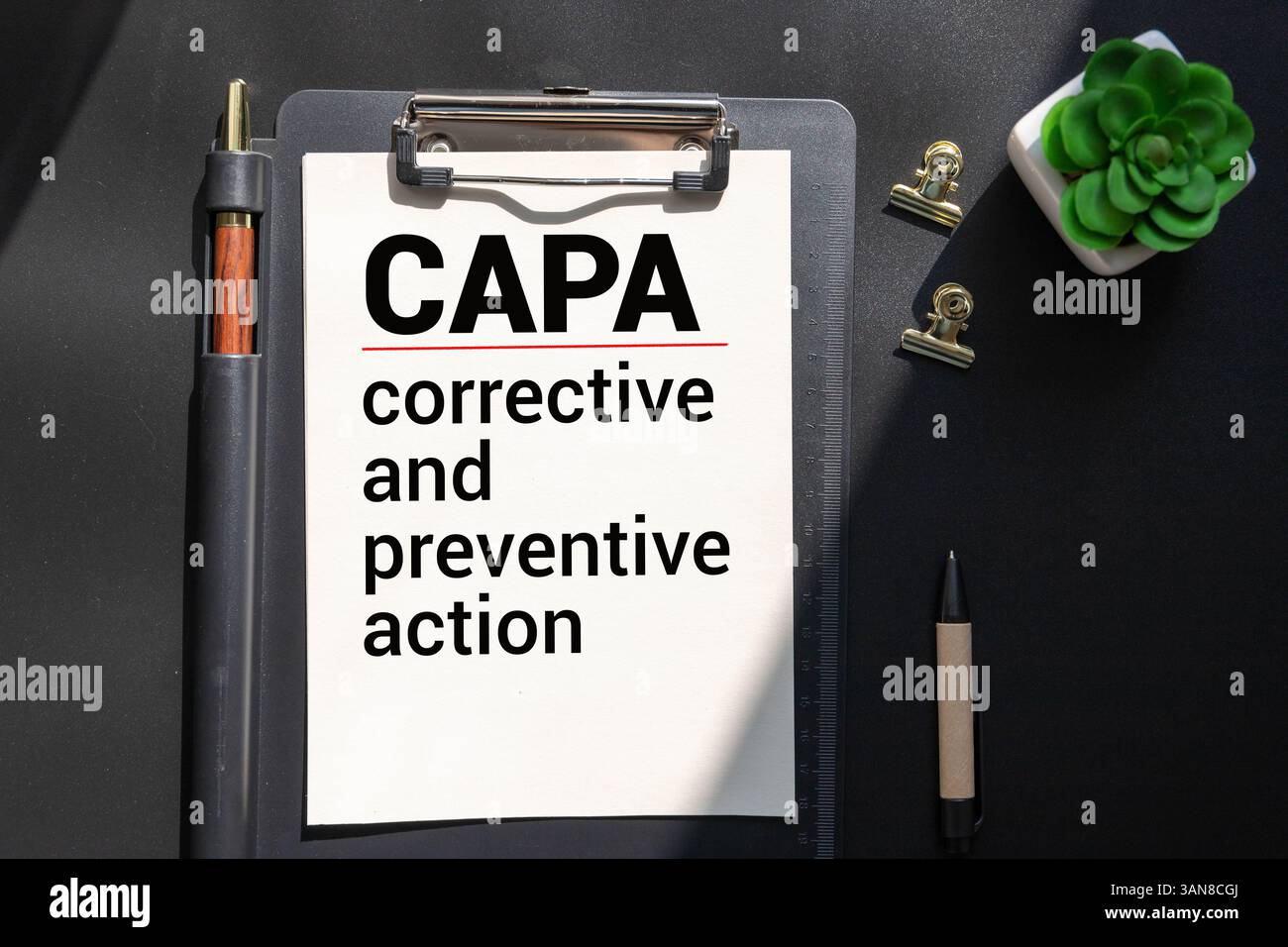 Paper with words CAPA Corrective and Preventive action plans Stock ...