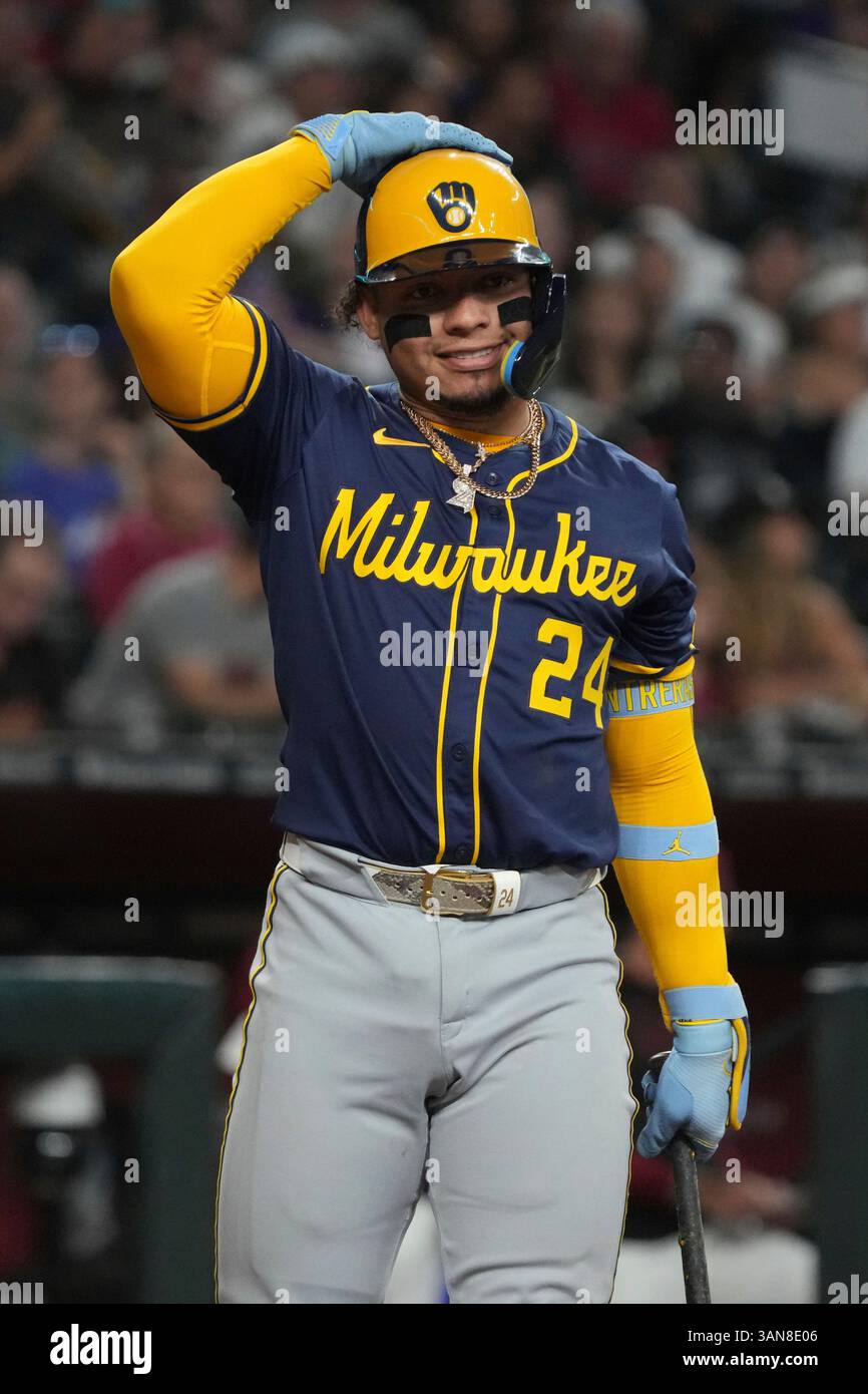 Milwaukee Brewers catcher William Contreras (24) in the first inning ...