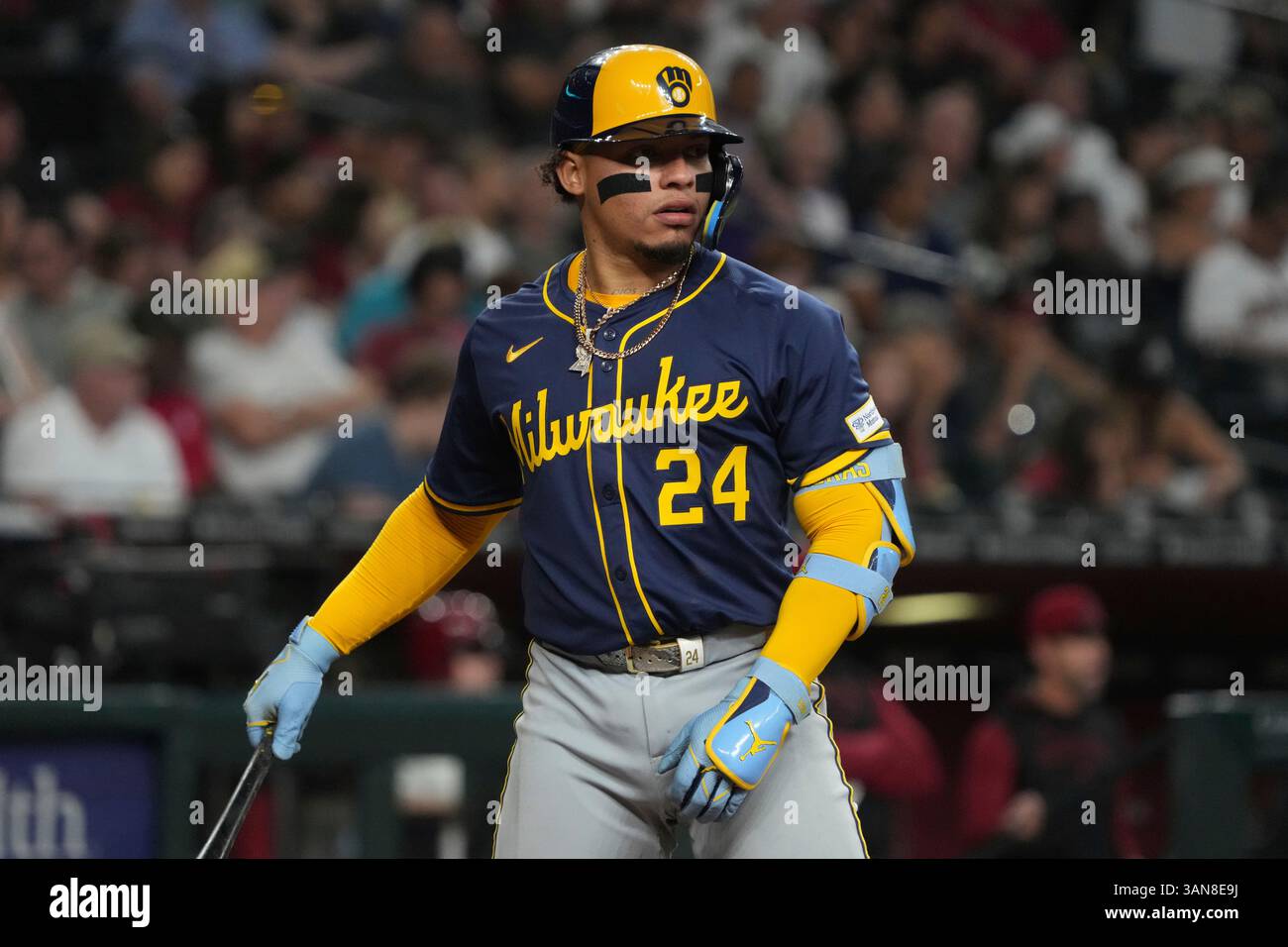 Milwaukee Brewers catcher William Contreras (24) in the first inning ...