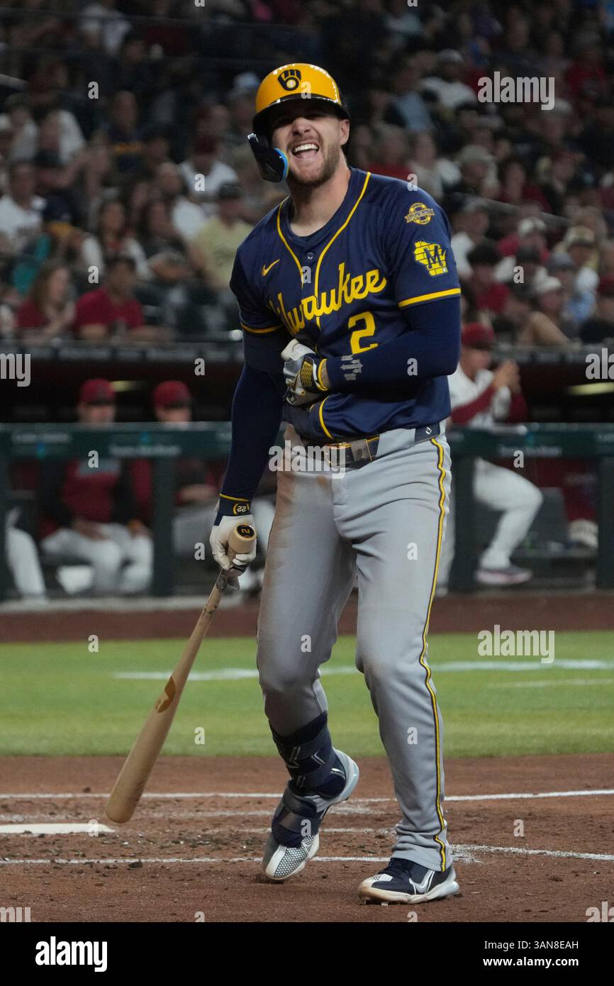 Milwaukee Brewers second base Brice Turang (2) in the first inning ...
