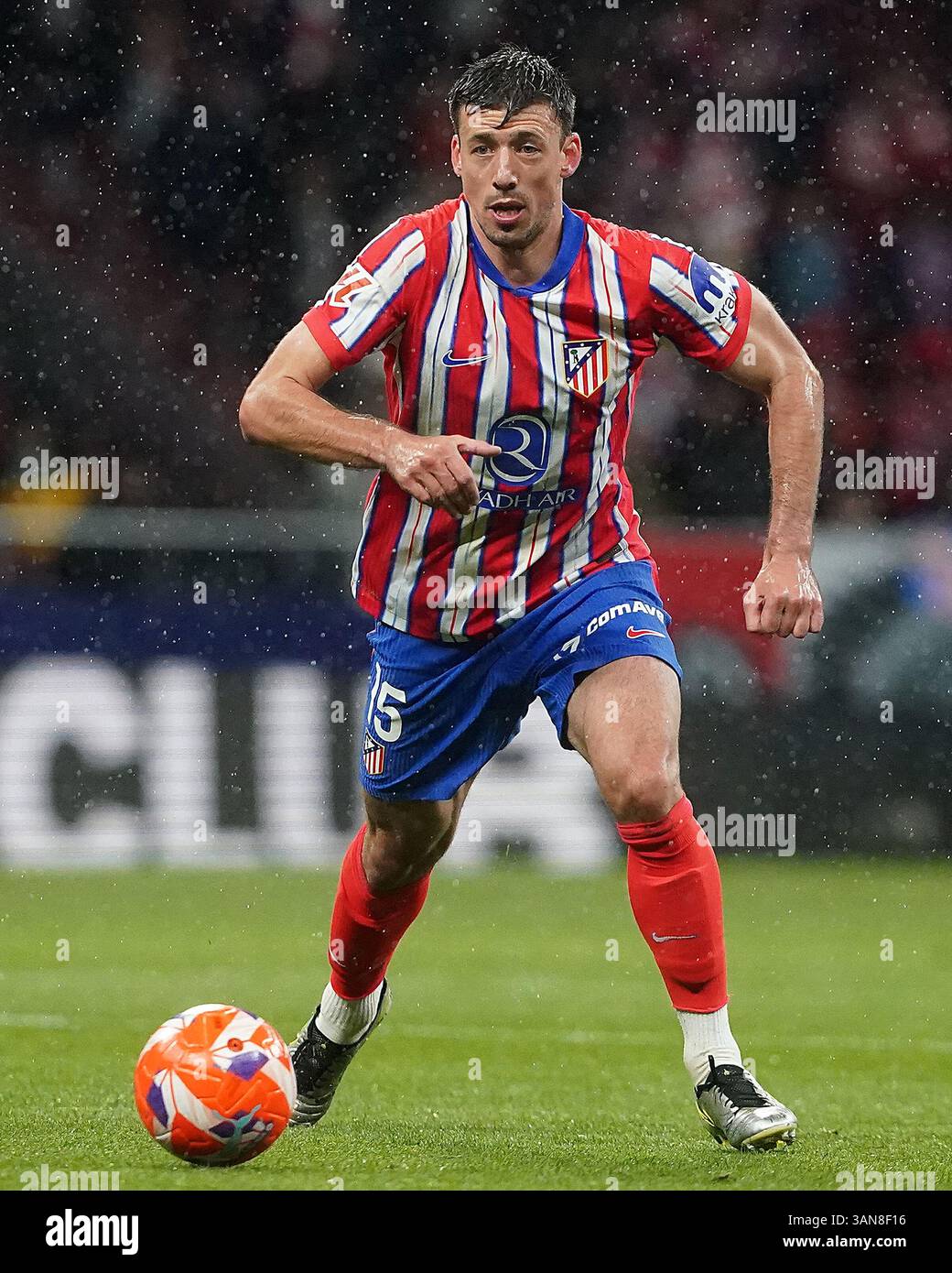 Madrid, Spain. 14th Apr, 2025. Atletico de Madrid's Clement Lenglet ...