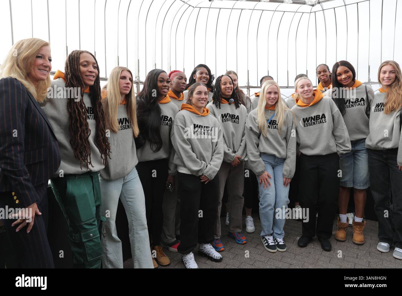 NEW YORK, NY - APRIL 14 2025: WNBA Commissioner Cathy Engelbert joins ...