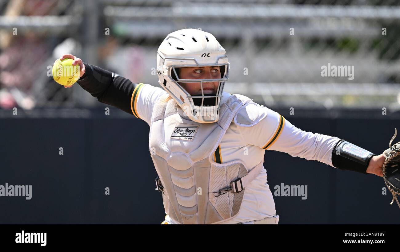Norfolk State catcher Bristyl Riddick during an NCAA softball game on ...